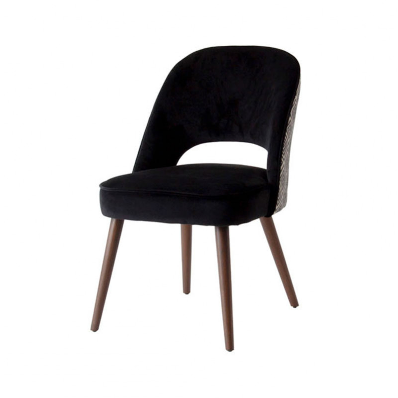 Venta de sillas del modelo Tribeca de terciopelo negro y madera.